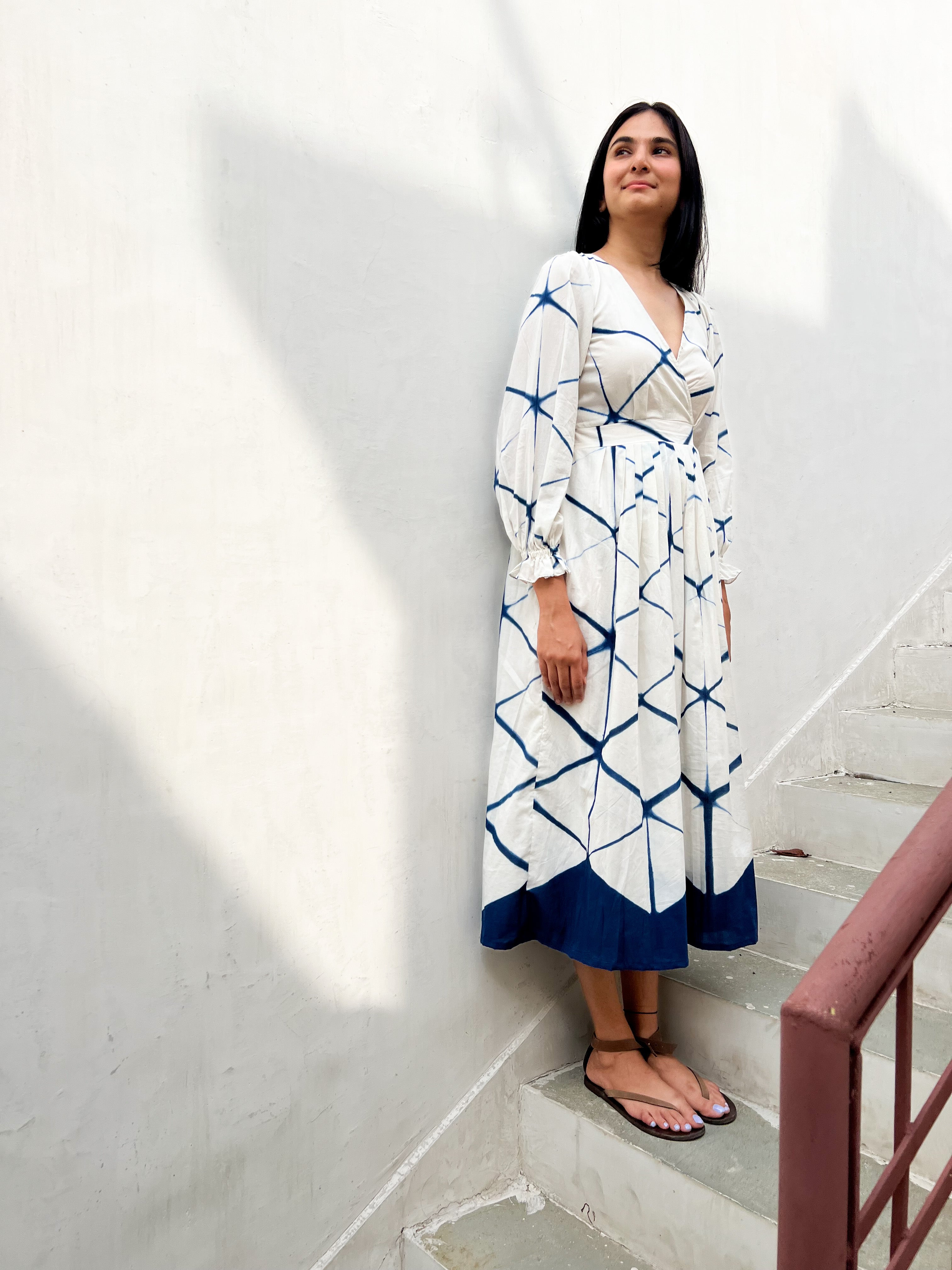 Clamp Dye Indigo Fit & Flare Dress – YESHA SANT